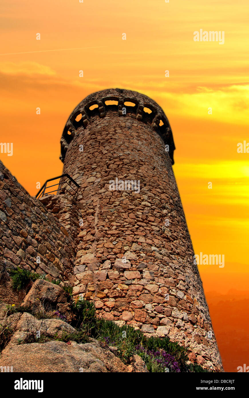 tower of a castle in full sunset in autumn Stock Photo - Alamy