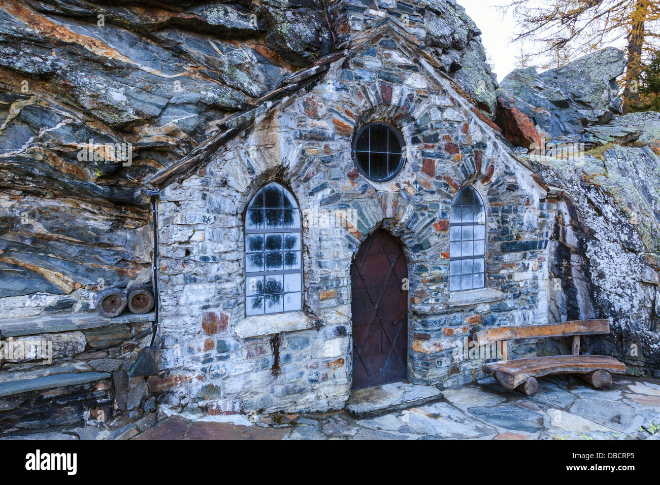 Felsen chapel carved in a rock in Innergschloss, Austria Stock Photo ...