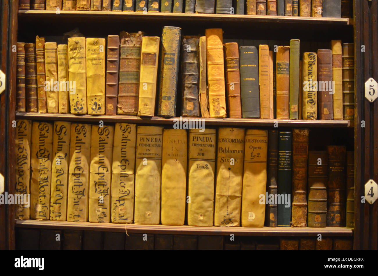 Old books in the library of the Santo Domingo convent, Lima, Peru Stock ...