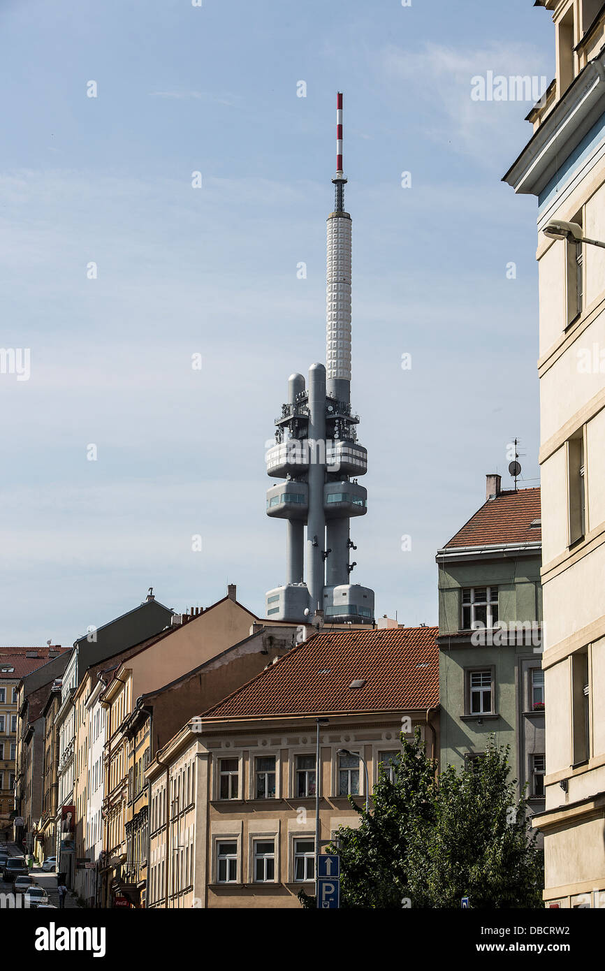 Zizkov quarter, Zizkov TV tower, Prague, city Stock Photo - Alamy