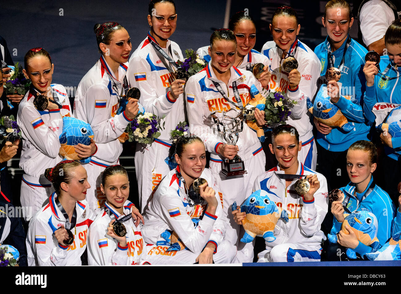 Barcelona, Spain. 27th July 2013: The Russian team gathers for a photo ...