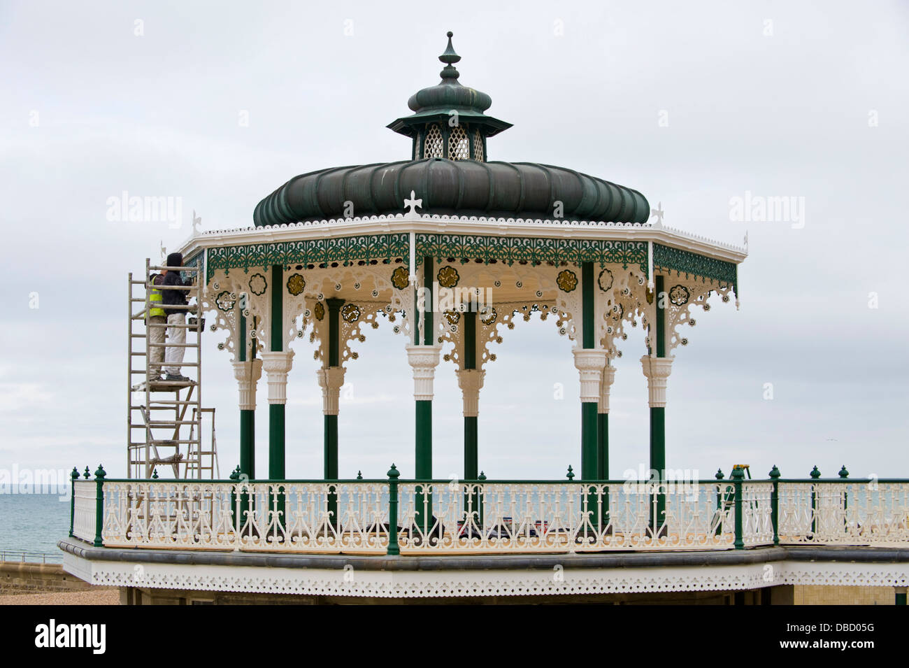 Victorian bandstand being repainted on the seafront at Brighton East ...