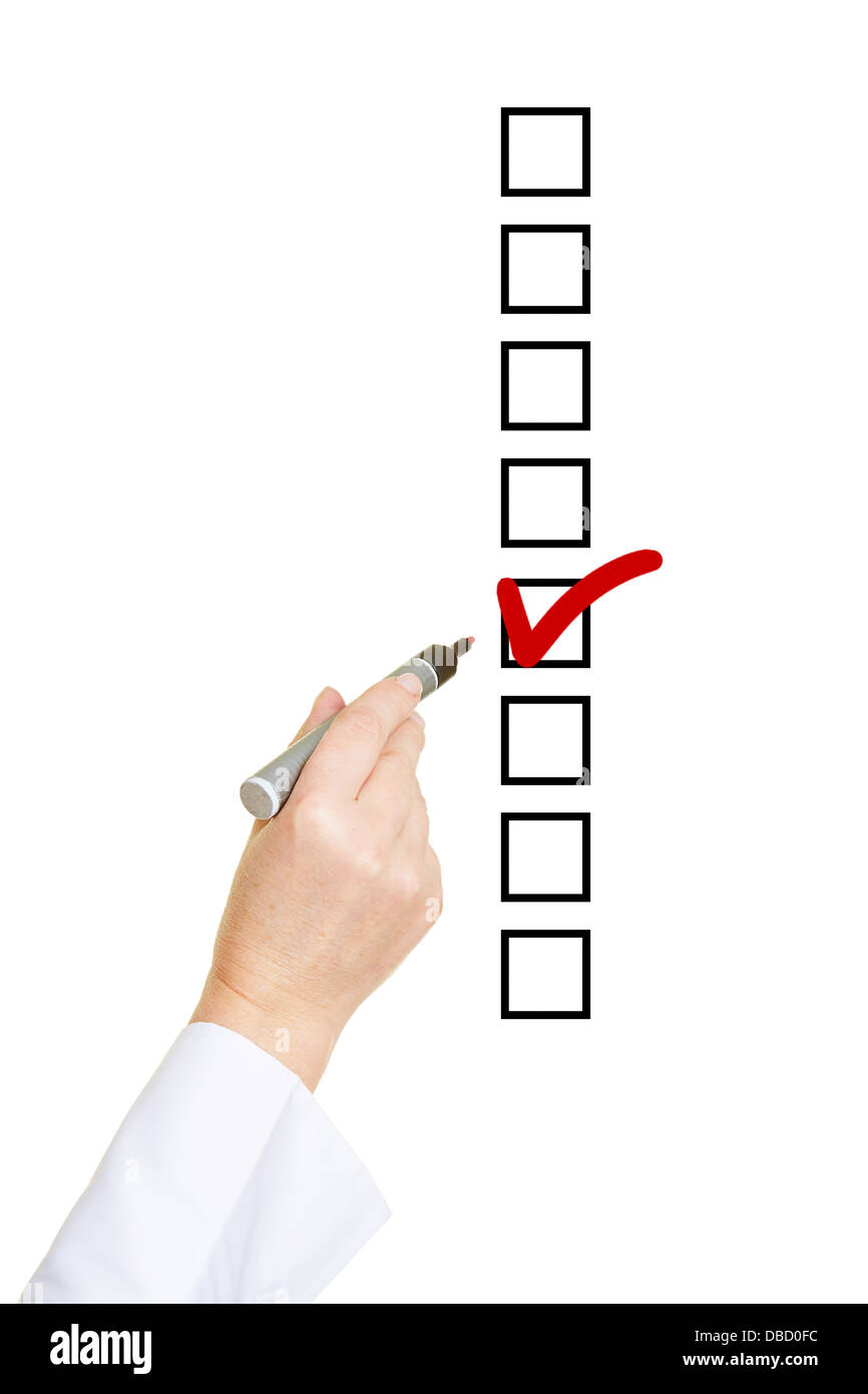 Hand Ticking Checkbox On To Do List With Red Checkmark Stock Photo Alamy