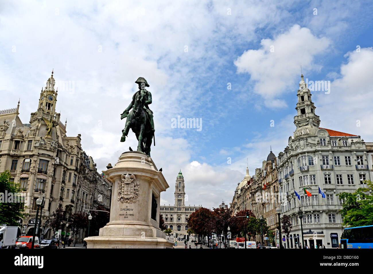 king Don Pedro IV statue Praca da Liberdade Porto Portugal Stock Photo ...