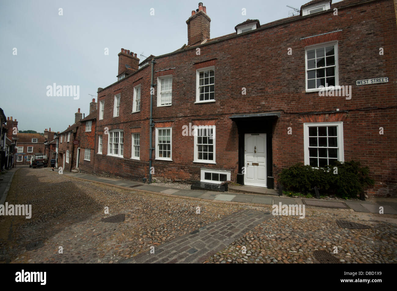 Rye east Sussex coastal cinque port ancient medieval town. west street ...