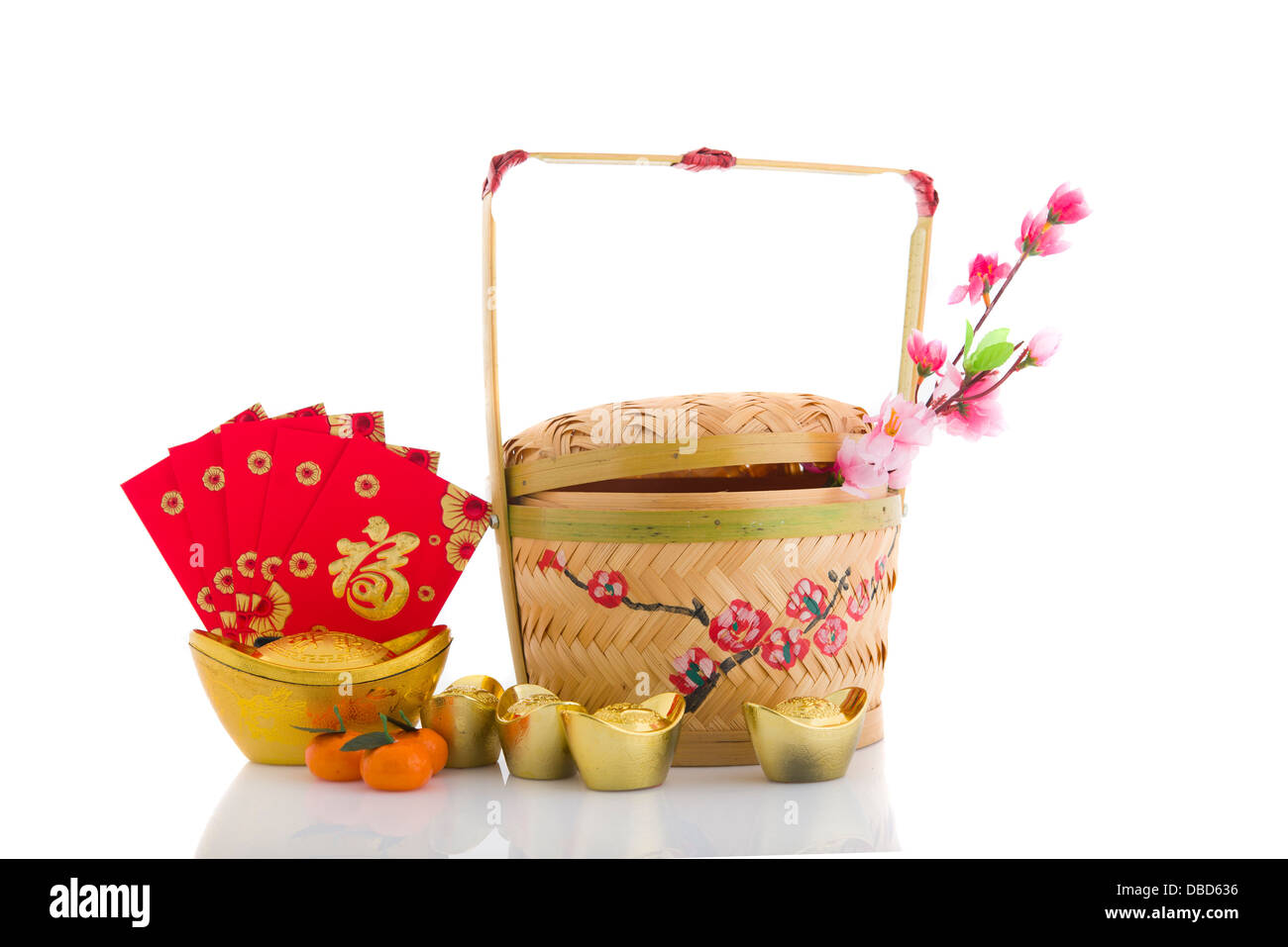 Traditional Chinese Designed Bamboo Basket and new year items Stock ...