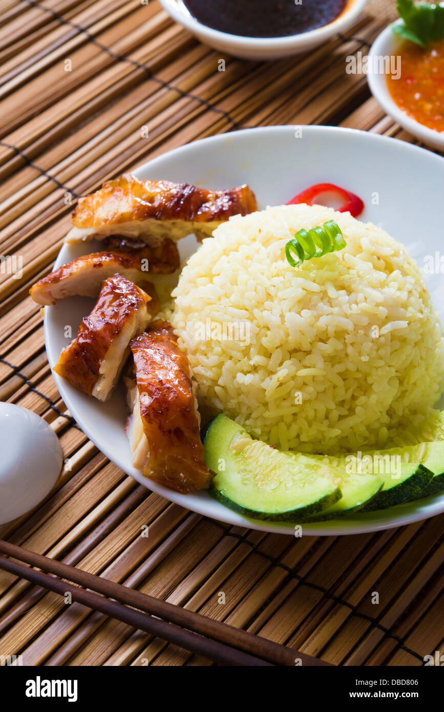 singapore chicken rice , traditional singaporean food with items as ...