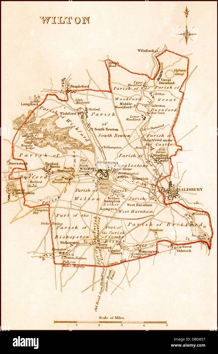 Map Wilton Wiltshire Old Ordnance Survey Map, Sheet 122 Salisbury