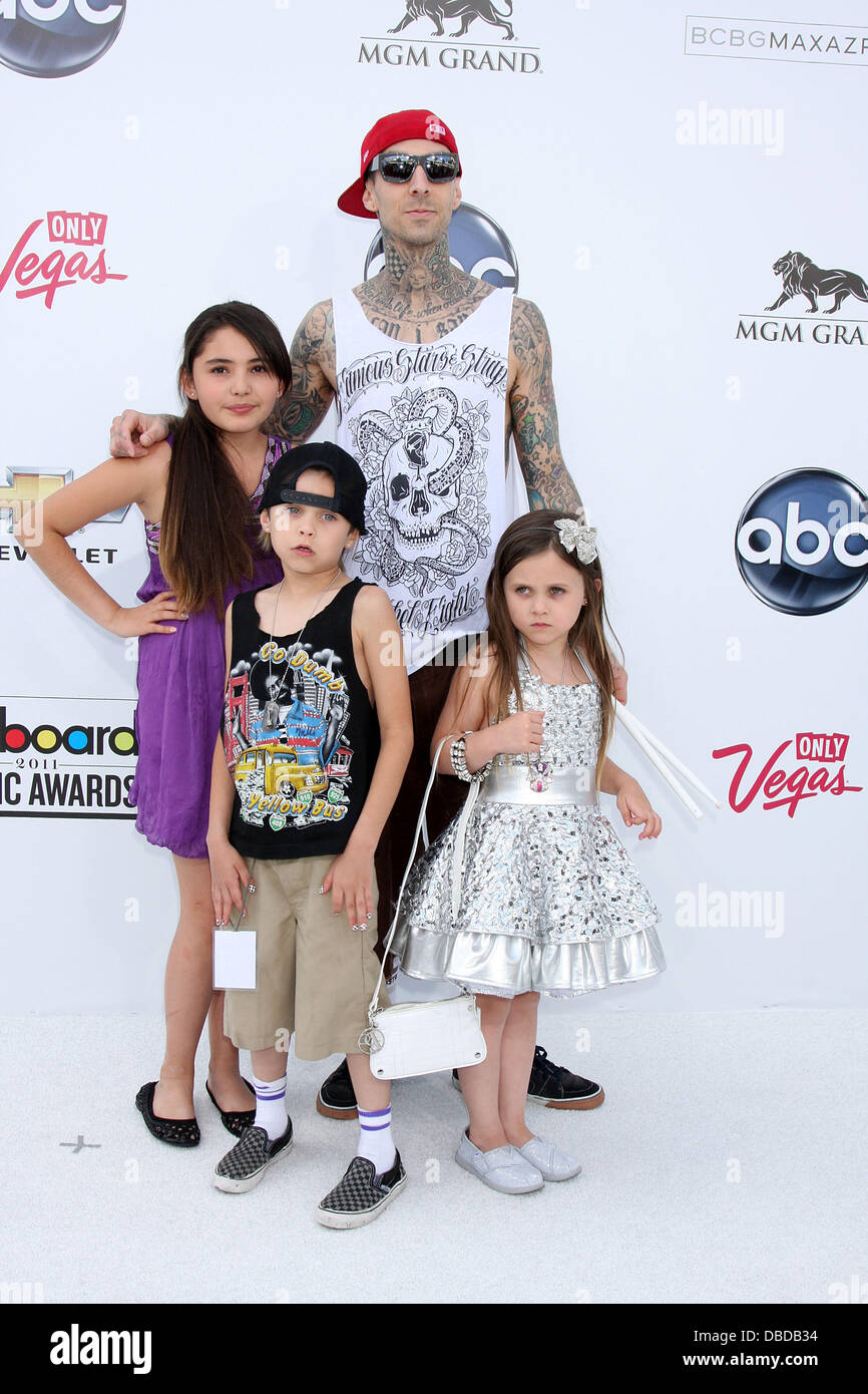 Travis Baker, children at the 2011 Billboard Music Awards at MGM Grand ...