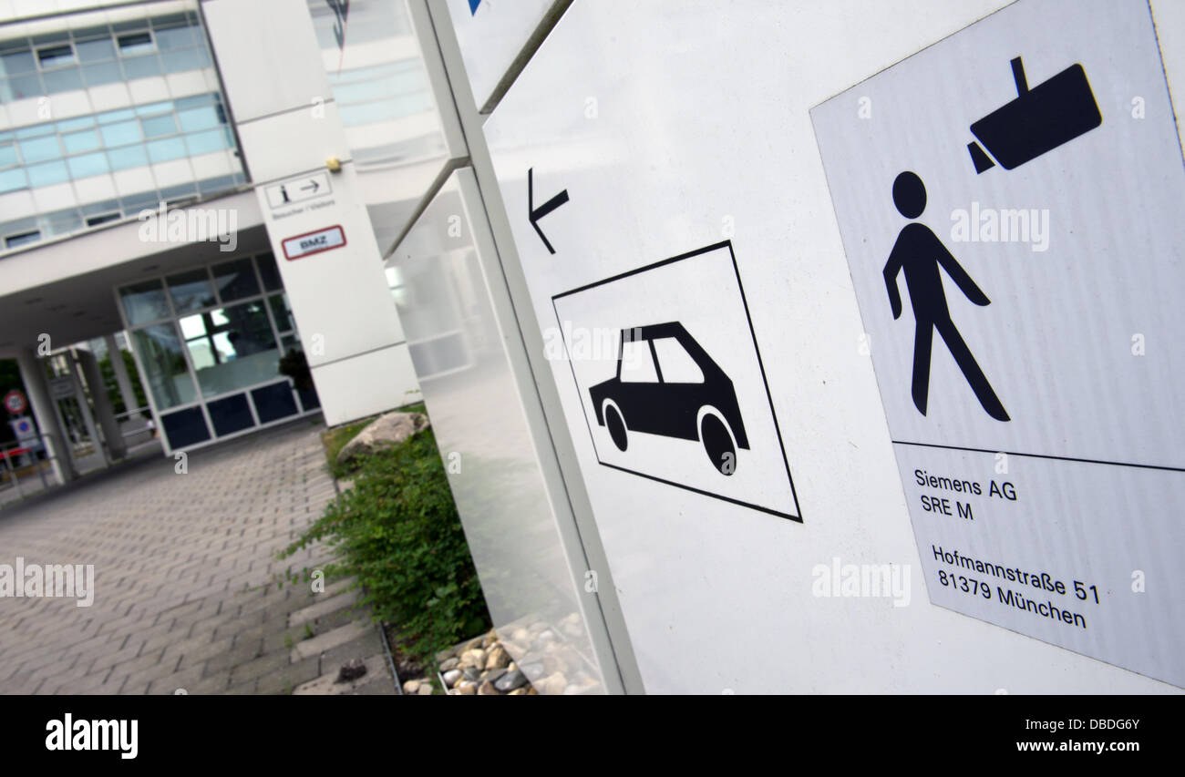 Signs about the video surveillance on the grounds of technology company ...