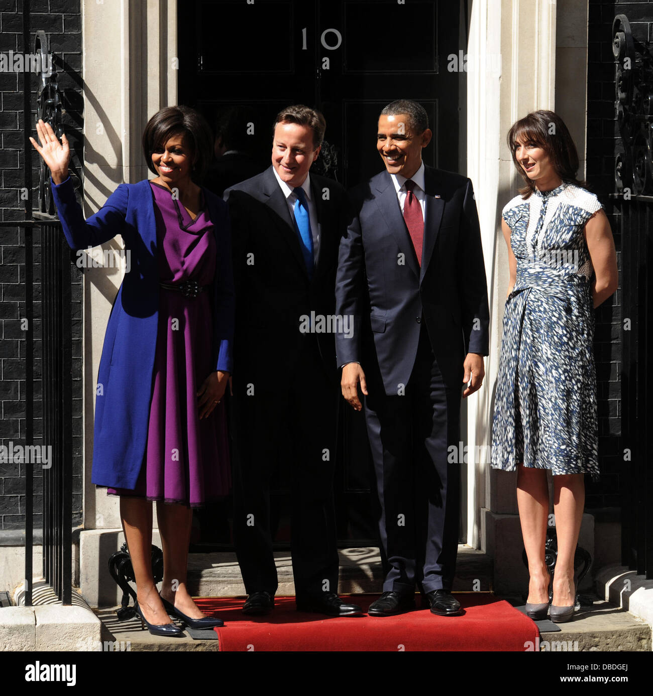 US President Barack Obama and Michelle Obama meet David Cameron and ...
