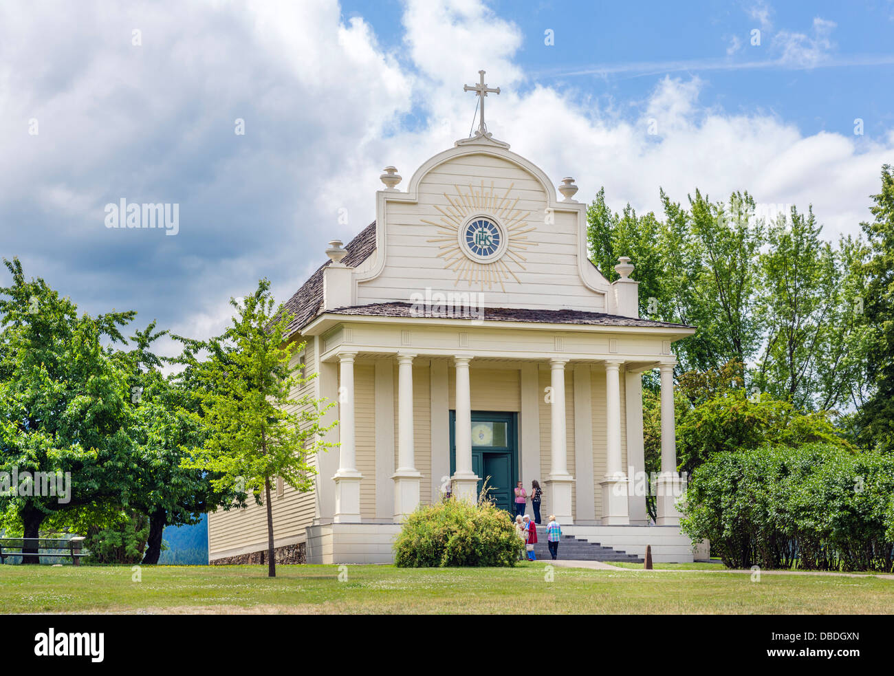 The historic Cataldo Mission church, Old Mission State Park, near Coeur ...