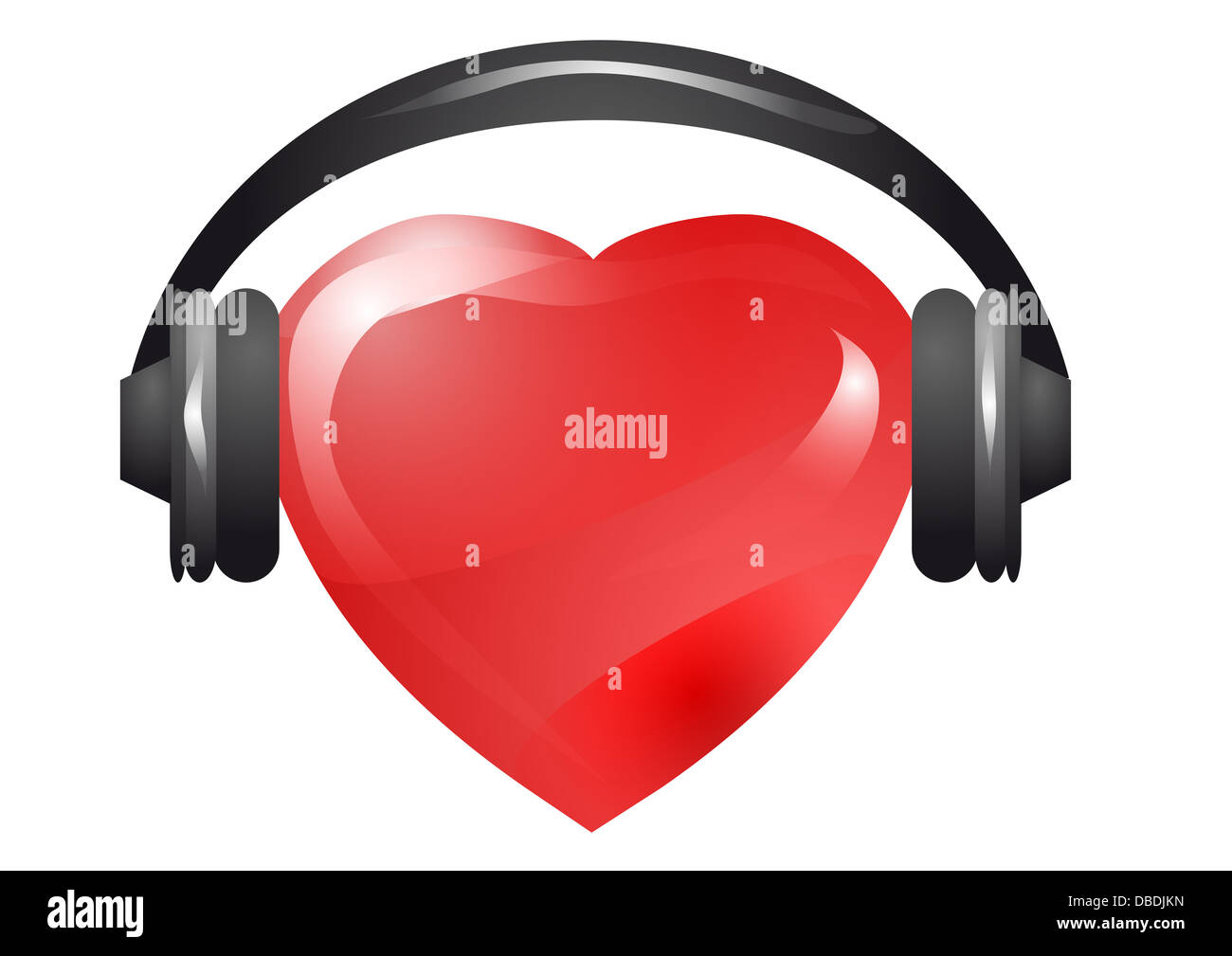 heart with headphones Stock Photo - Alamy
