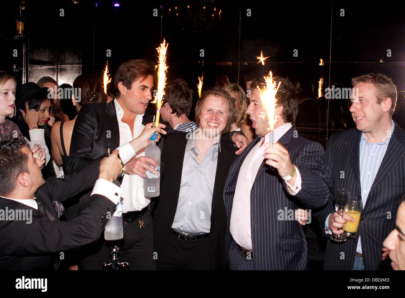 Raef Bjayou, Kevin Shaw and Ben Clarke, The Apprentice cast party at ...
