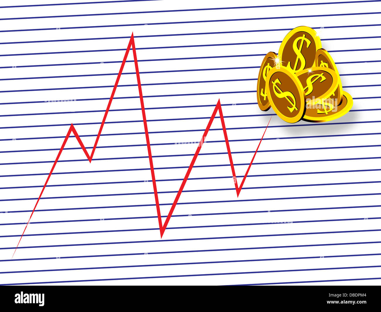 business graph and money, abstract vector art illustration; image ...