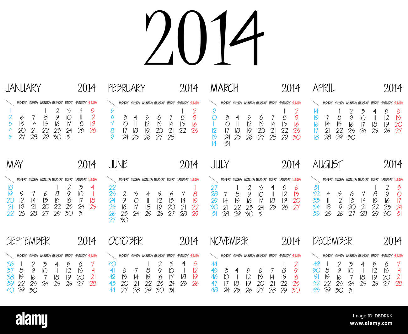 simple calendar 2014 over white background, abstract vector art ...