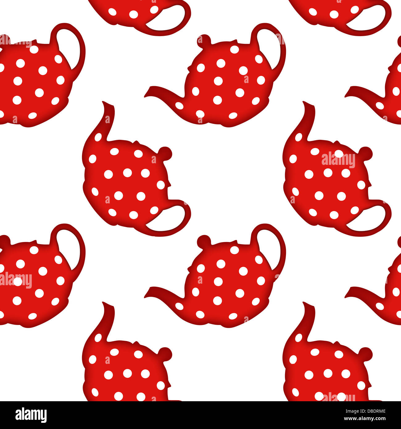 red tea pot pattern, abstract seamless texture, vector art illustration ...