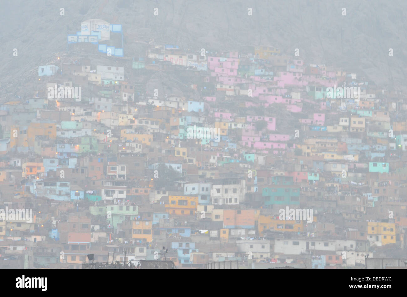 Colourful housing on the Cerro San Cristobal, Lima, Peru Stock Photo ...
