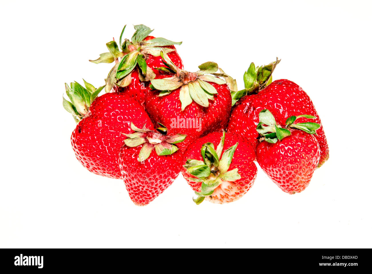 Bunch of red Strawberries on white isolated background Stock Photo - Alamy