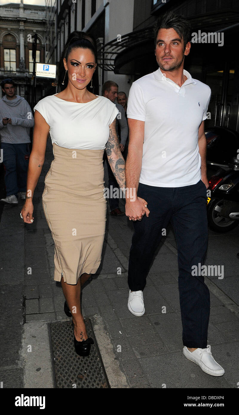 Jodie Marsh and boyfriend Damion Merry arriving at Embassy Club London ...