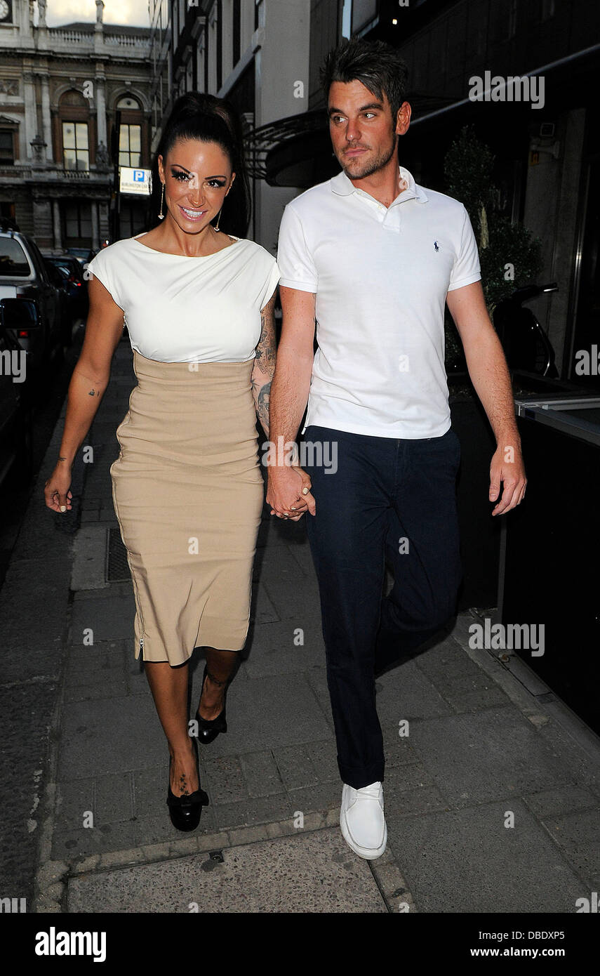 Jodie Marsh and boyfriend Damion Merry arriving at Embassy Club London ...