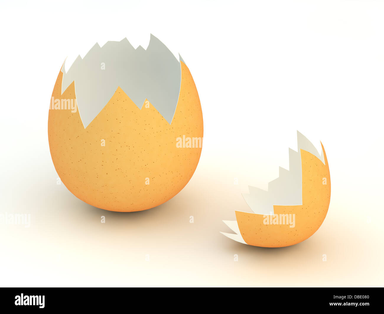 Broken eggshell on white background Stock Photo - Alamy