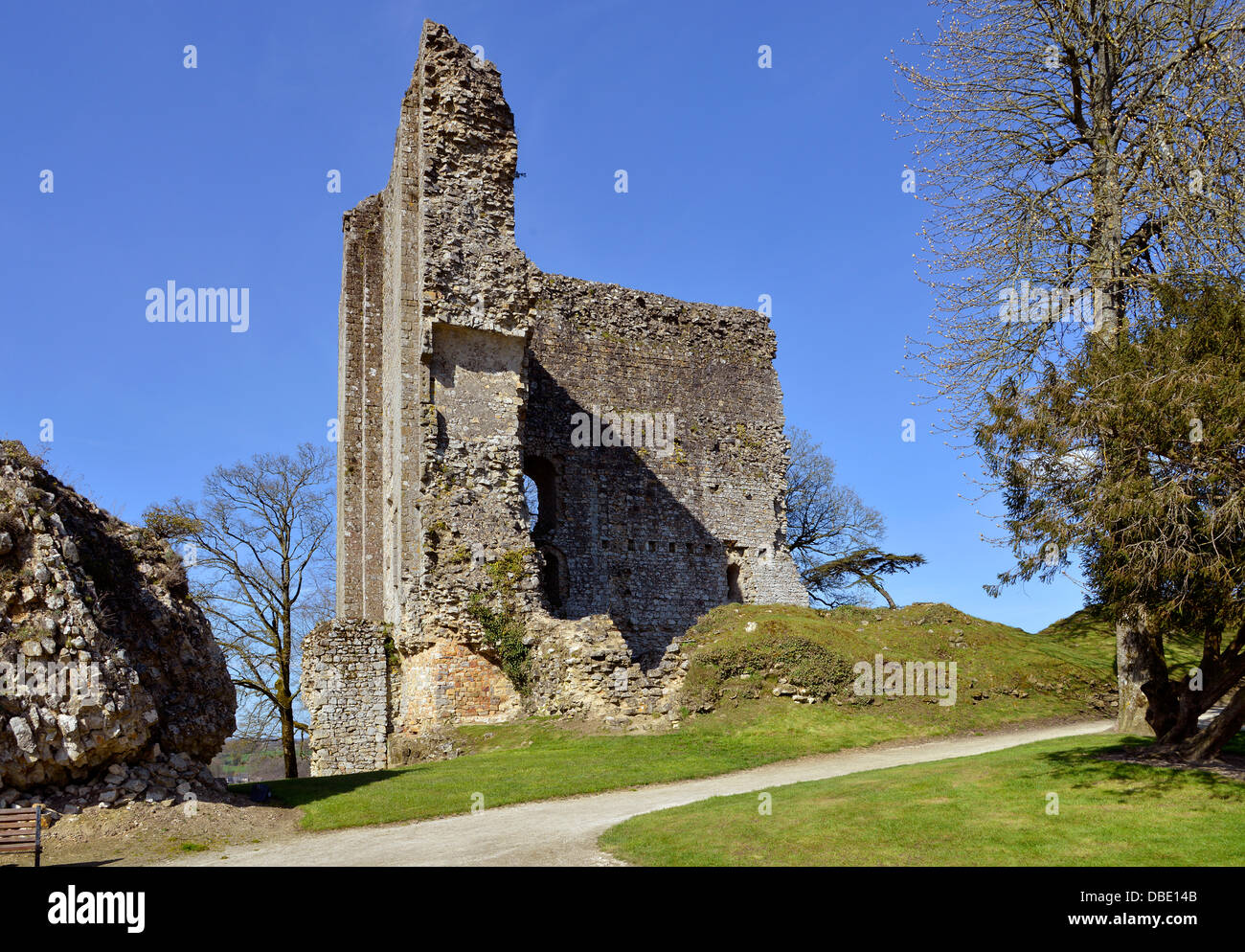 Ruined keep old castle domfront hi-res stock photography and images - Alamy