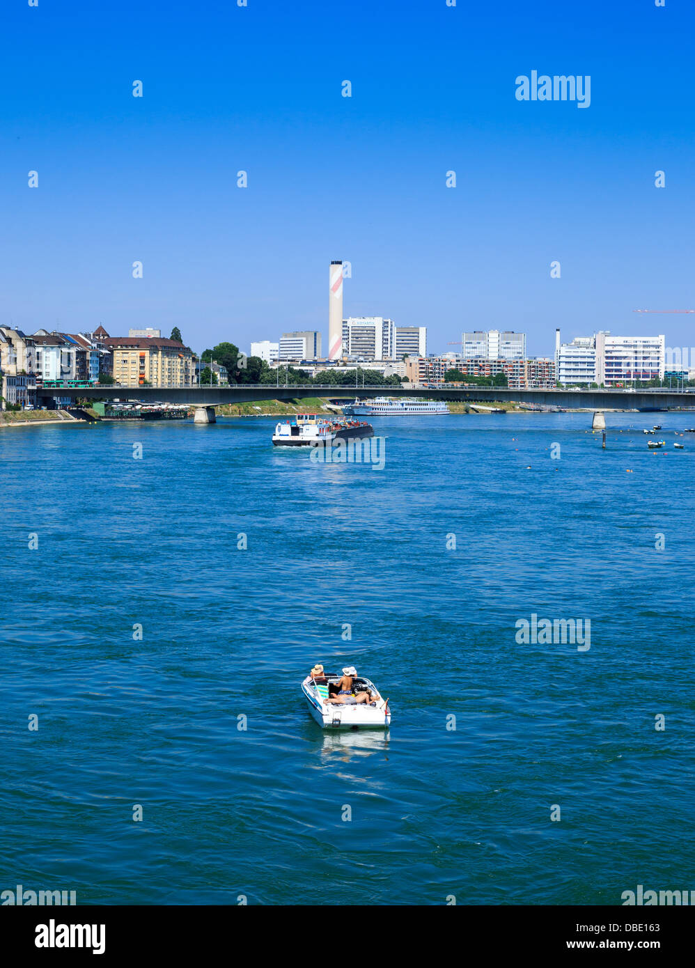 A photograph of some boats on the Rhine in Basel, Switzerland. Shot on ...