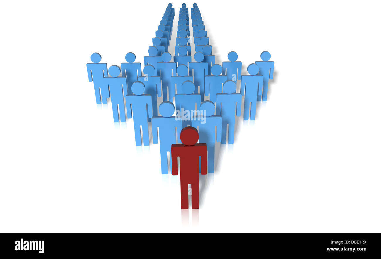 Business leader concept with red leader at head of arrow isolated on ...