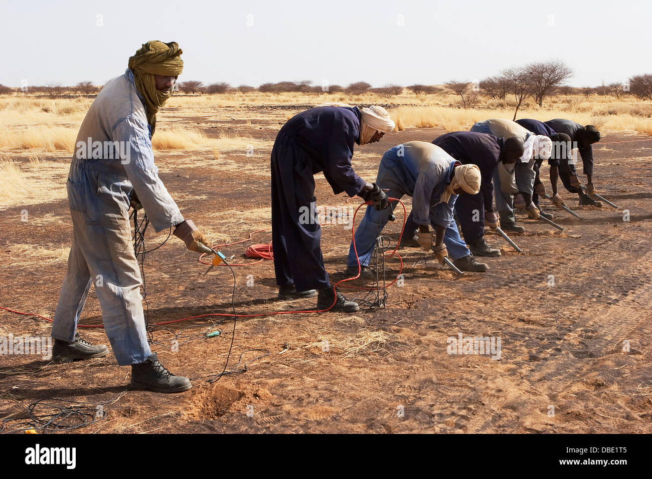 Geo Physical Survey during oil exploration. Front end crew setting ...