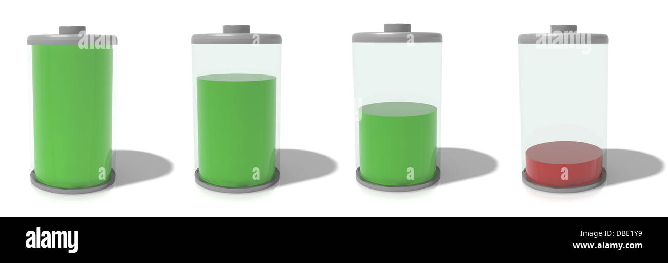 Battery indication from full to empty isolated on white Stock Photo - Alamy