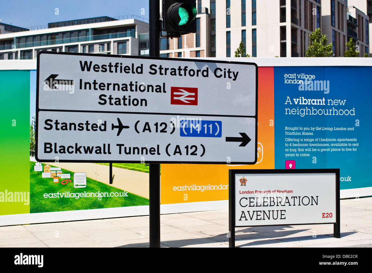 Celebration avenue street sign east village E20, Stratford London Stock ...