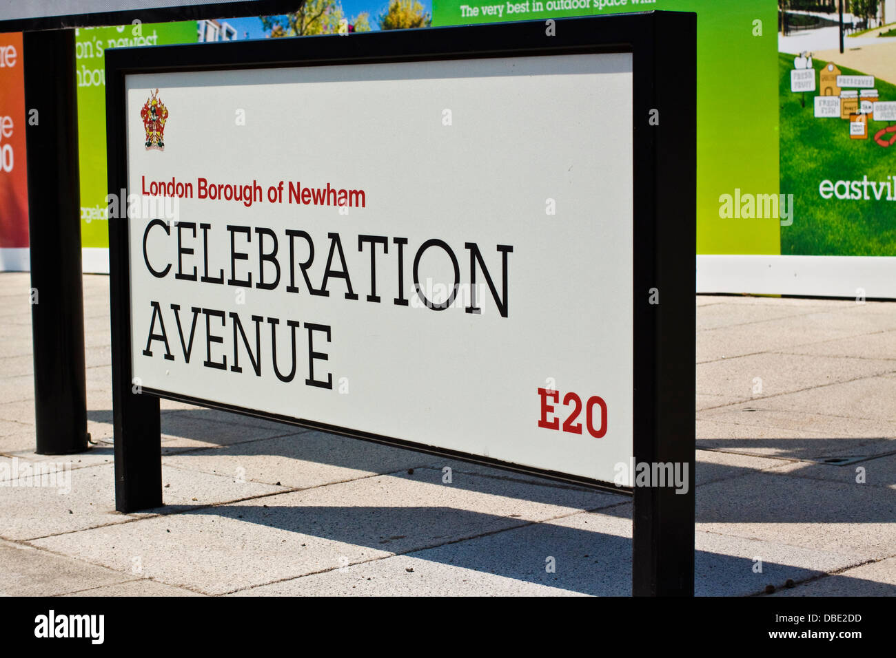 Celebration avenue street sign east village E20, Stratford London Stock ...