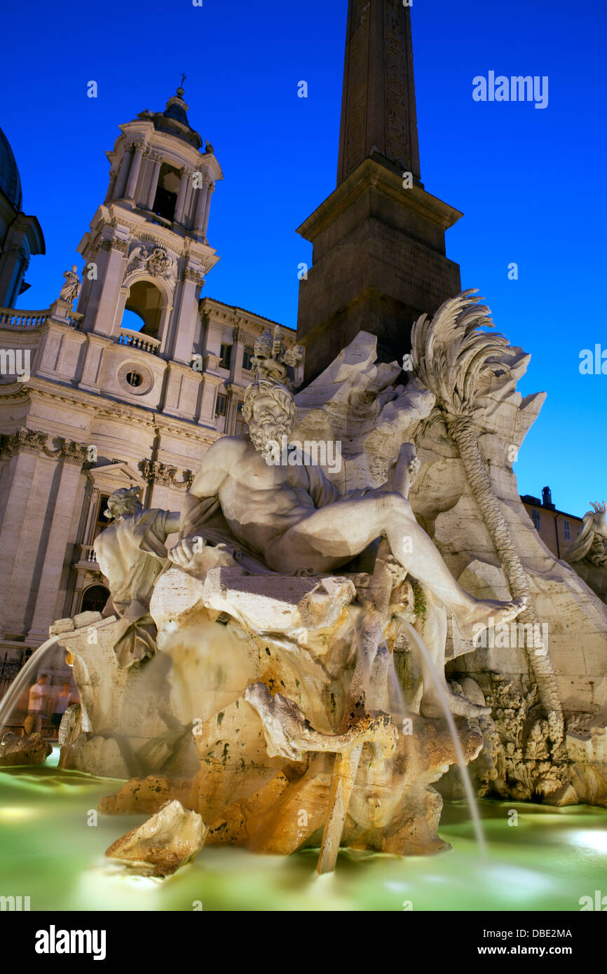 Piazza Navona, Rome. Fountain of the Four Rivers, Bernini, Baroque art ...