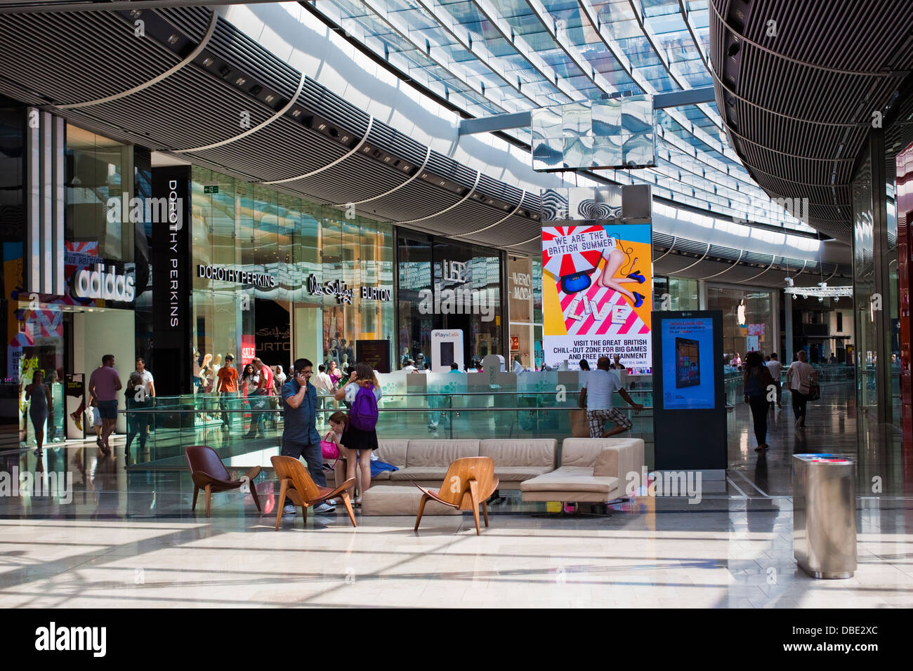 Inside the Westfield shopping cenre, Stratford London Stock Photo - Alamy