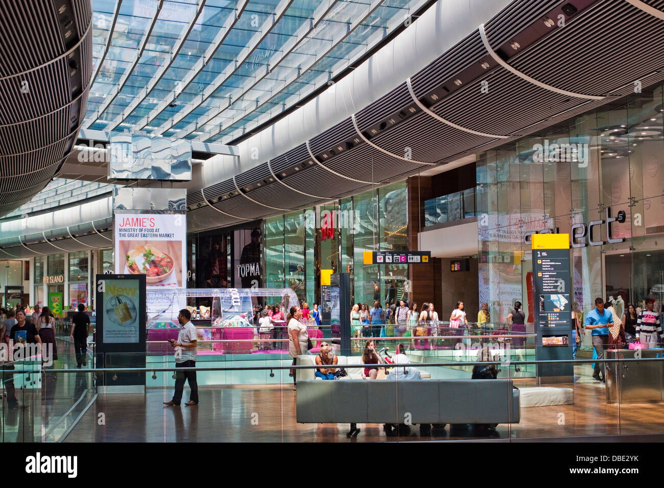 Inside the Westfield shopping cenre, Stratford London Stock Photo - Alamy