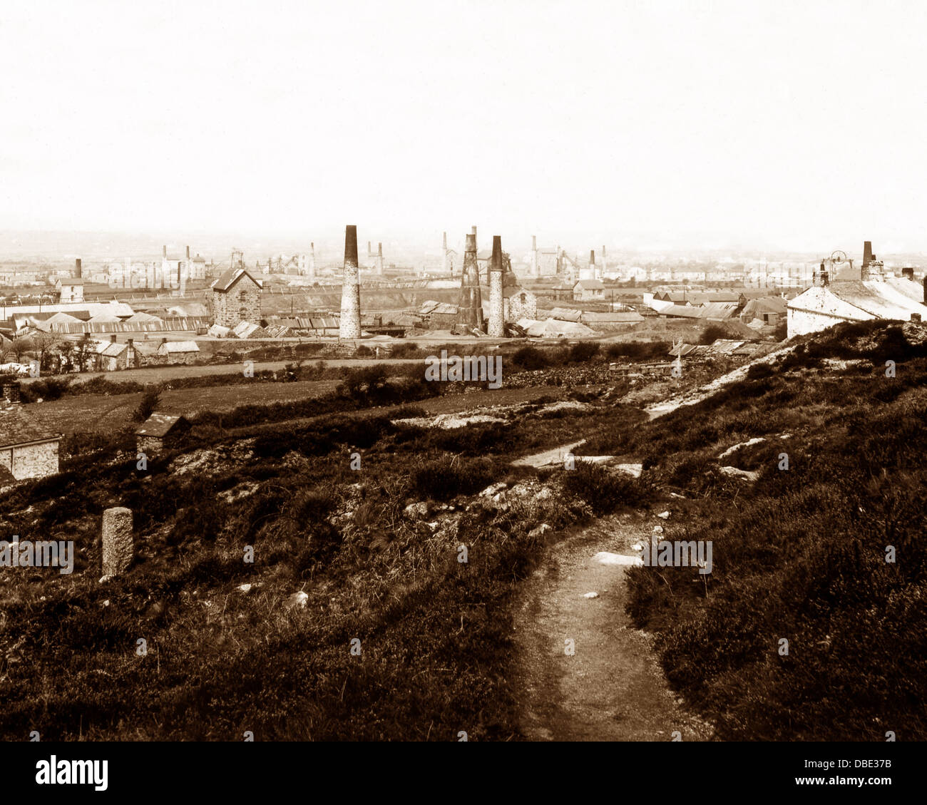Carn Brea Tin and Copper Mines early 1900s Stock Photo - Alamy