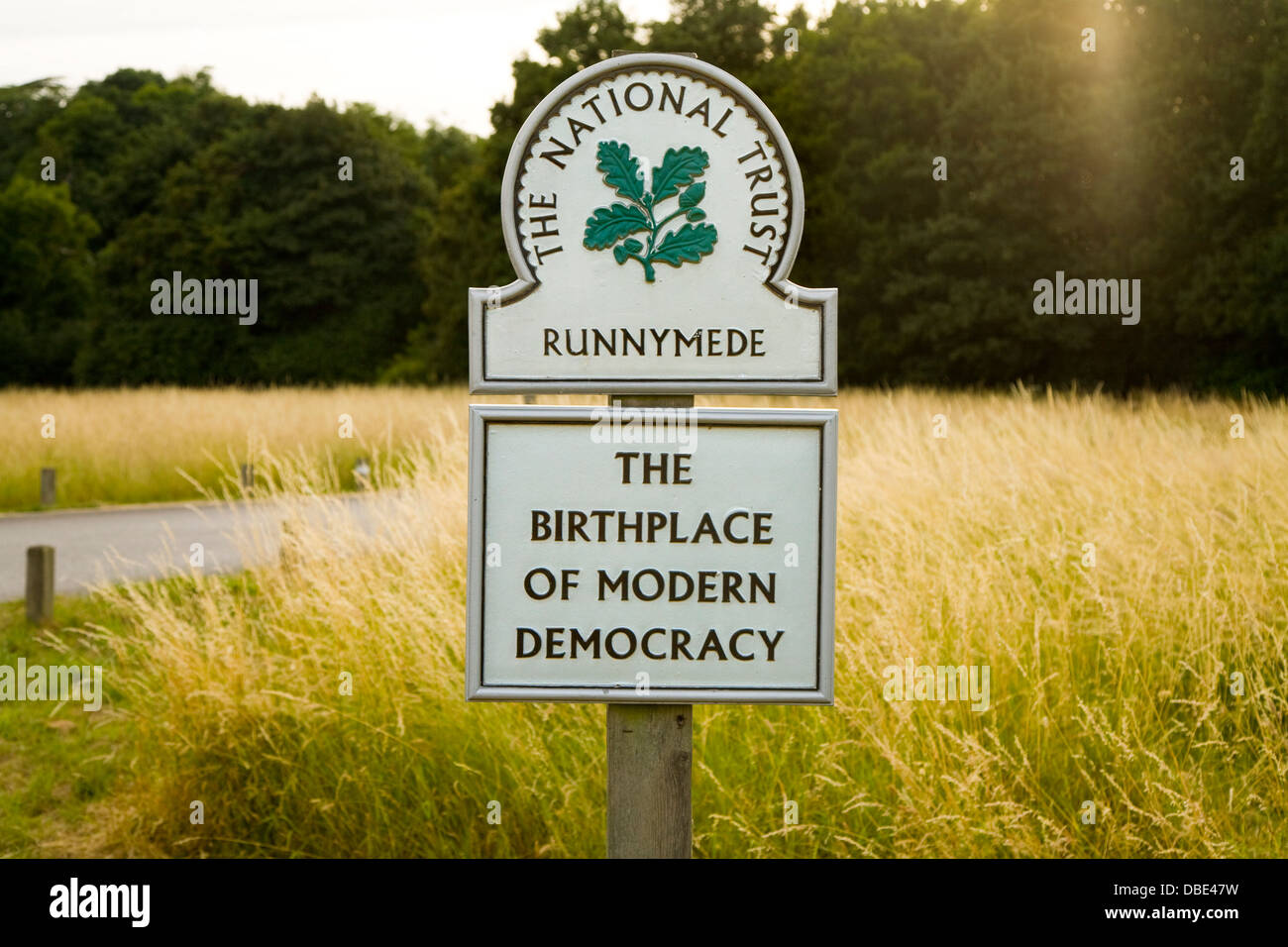National Trust sign / signpost / post; Runnymede, Surrey. UK. Runnymede ...