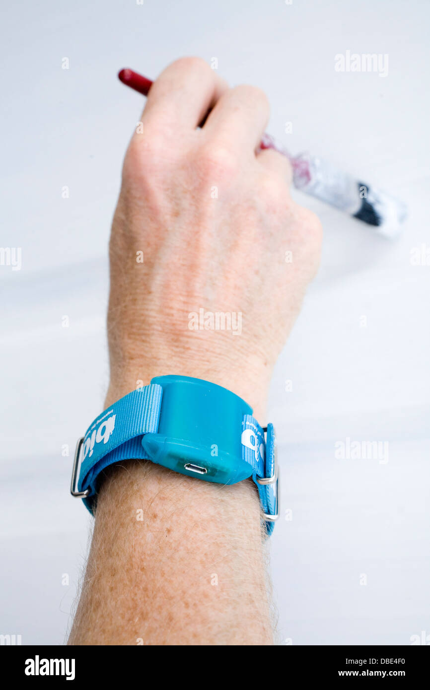 An Activity Monitor being worn on the wrist of person carrying out an ...