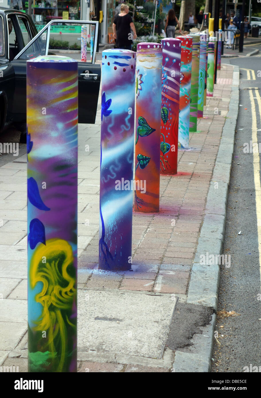Bollards painted by street artist Morganico in council funded project ...