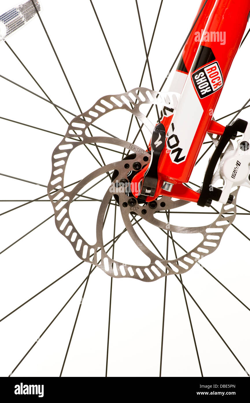 Closeup of front disc rotor on a mountain bike Stock Photo - Alamy