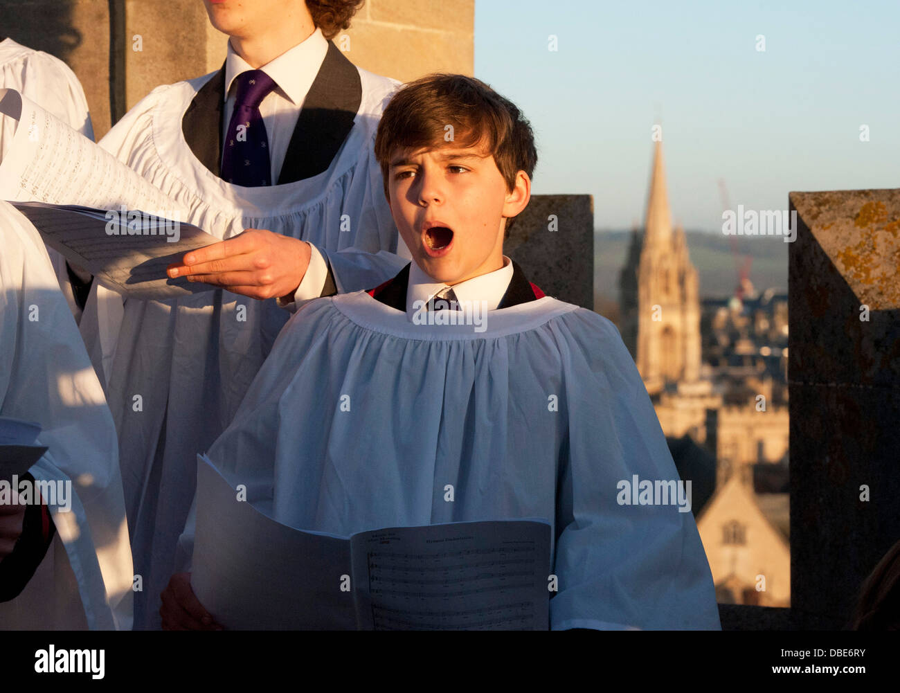 May morning in Oxford, when Magadalen College choir sing at dawn as the ...