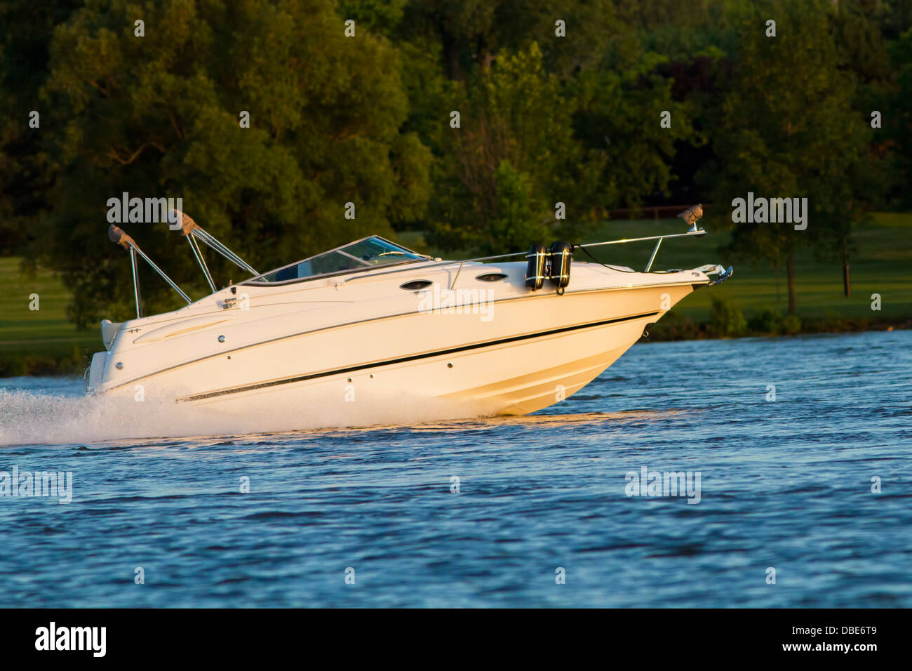 Luxury speed boat on the river Stock Photo - Alamy