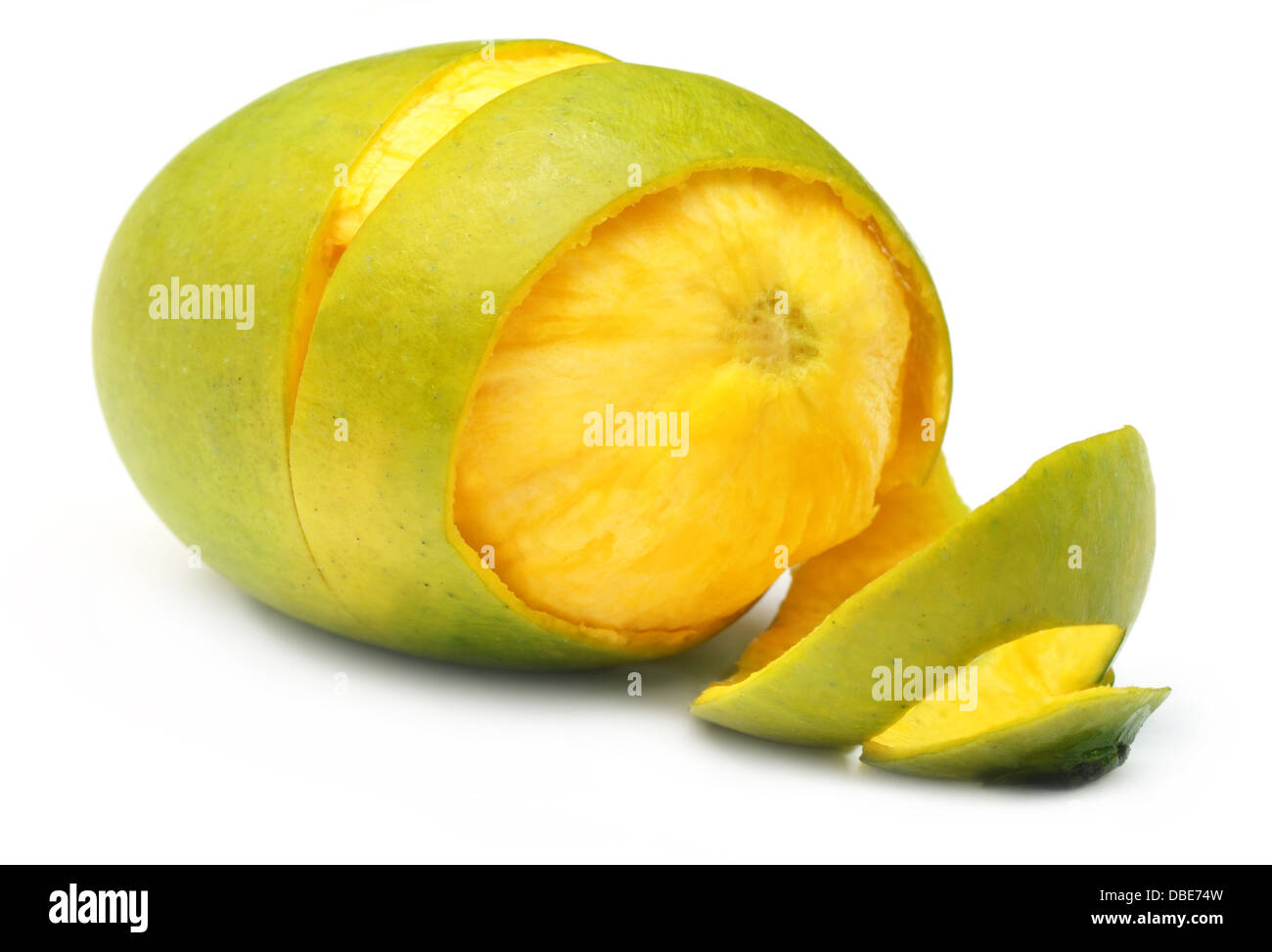Fresh peeled mango over white background Stock Photo - Alamy