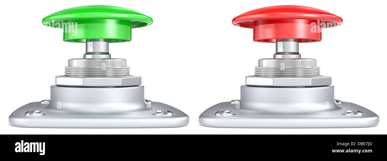 Green and Red push buttons. Side view Stock Photo - Alamy