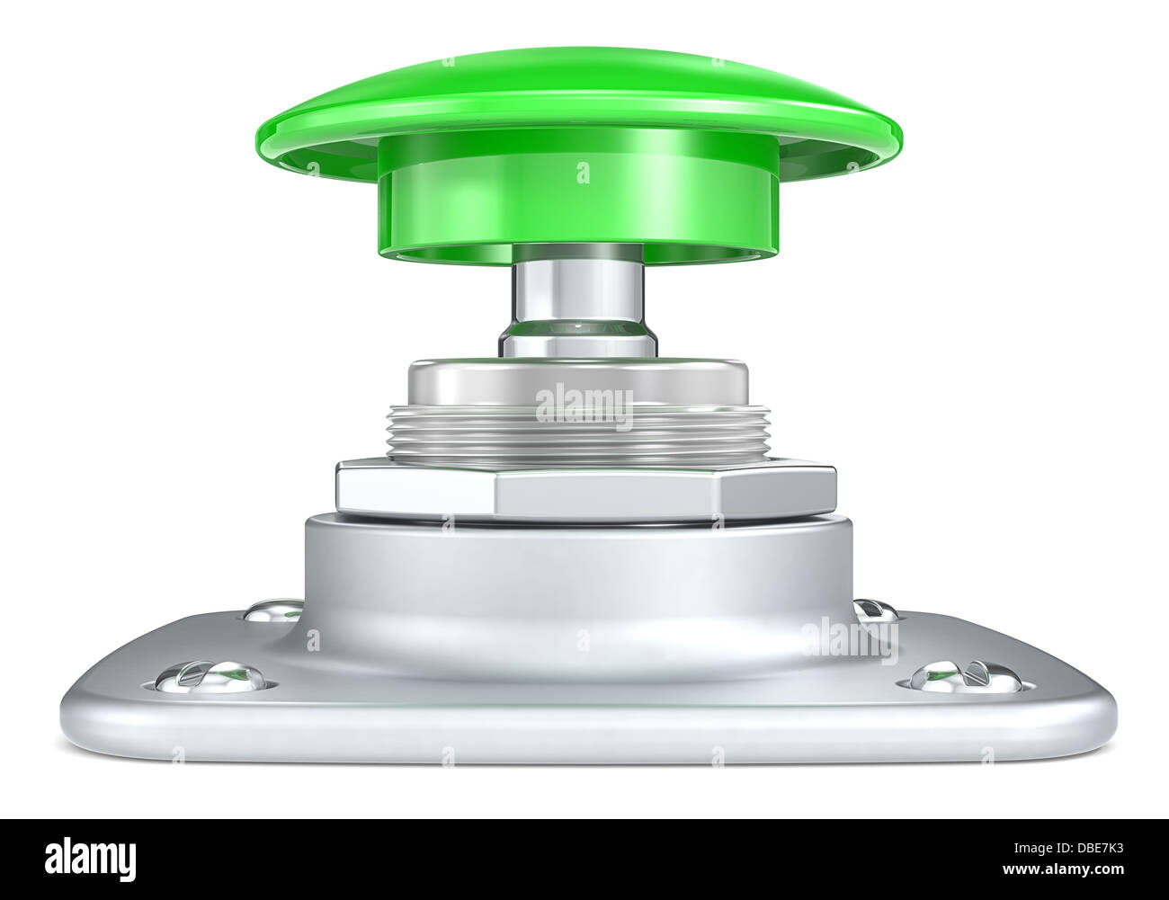 Green push button. Side view Stock Photo - Alamy