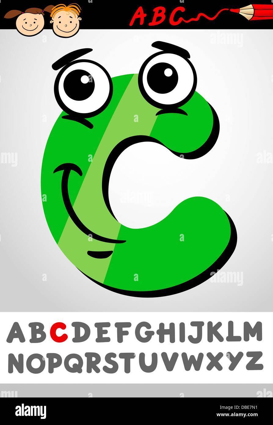 Cartoon Illustration of Cute Capital Letter C from Alphabet for ...