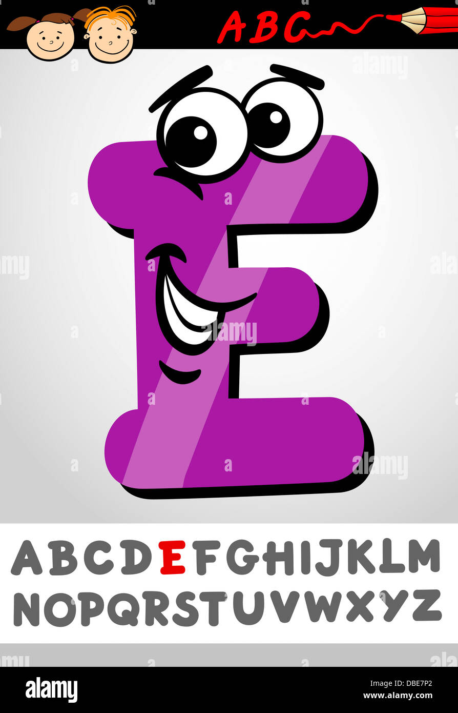 Cartoon Illustration of Cute Capital Letter E from Alphabet for ...
