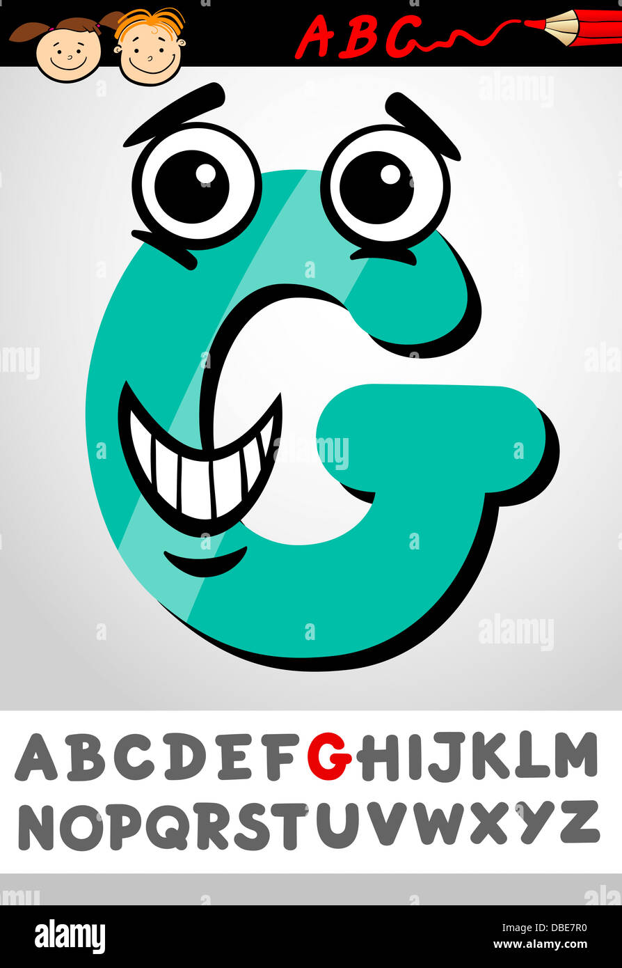 Cartoon Illustration of Cute Capital Letter G from Alphabet for ...