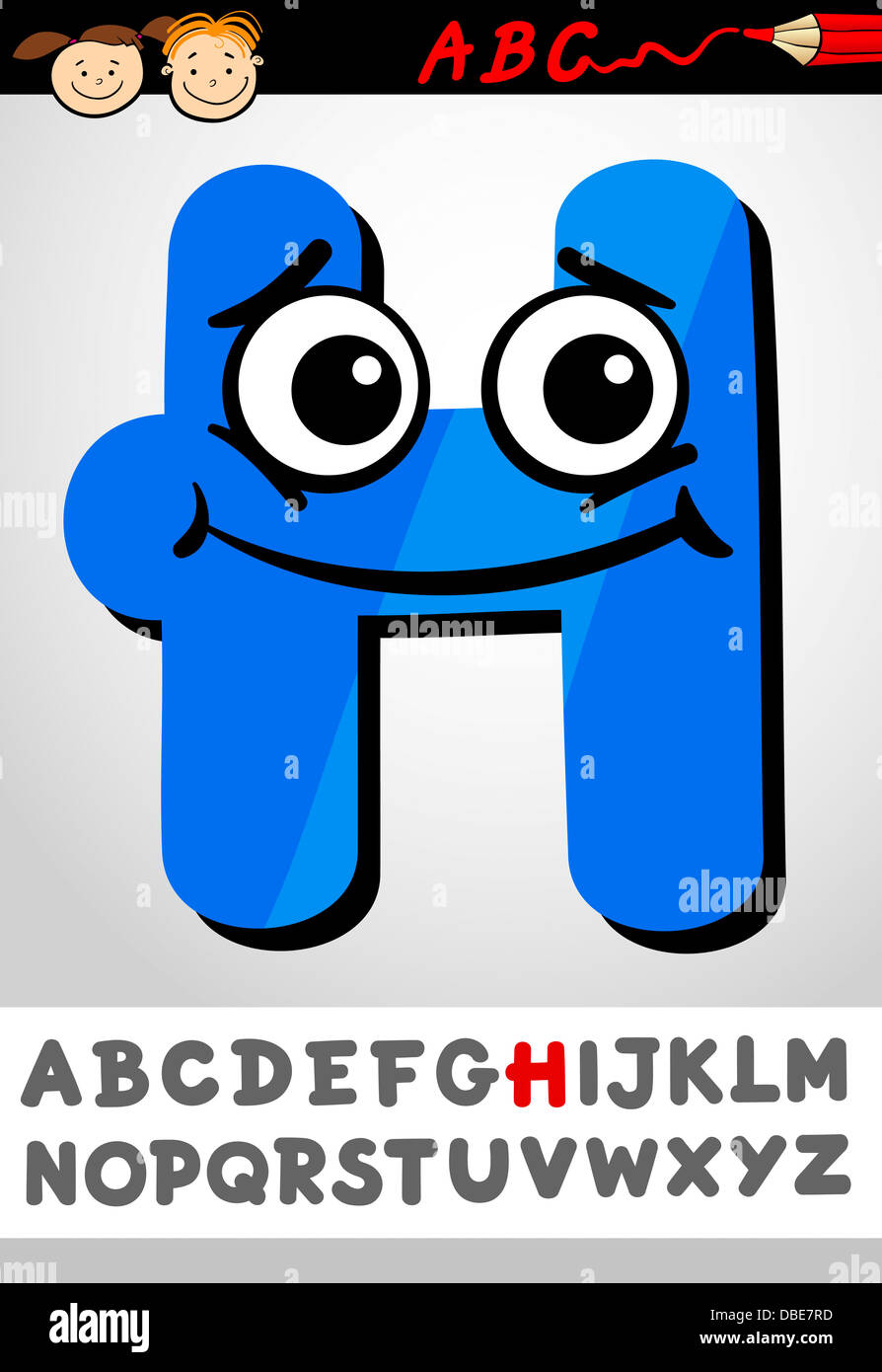 Cartoon Illustration of Cute Capital Letter H from Alphabet for ...